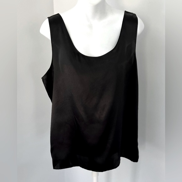 Vintage | Tops | Vintage Notations Black Satiny Tank Top | Poshmark
